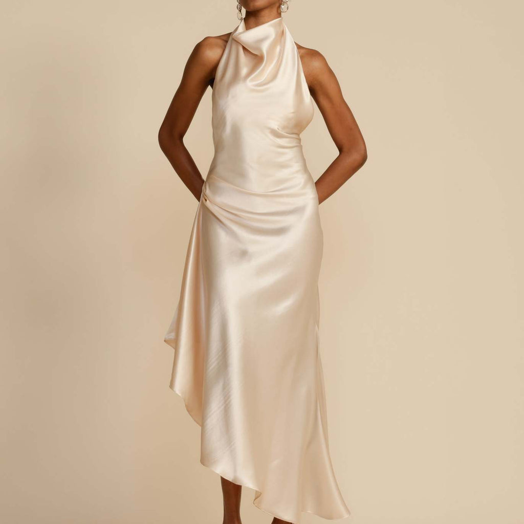 Premium Satin Slit Backless Dress – JeeBas