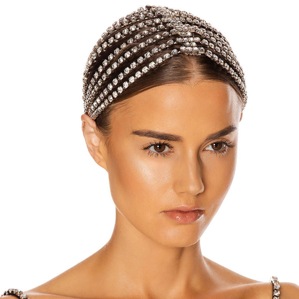 Dangling Rhinestone Embellished Long Fringe Headband - Silver – JeeBas